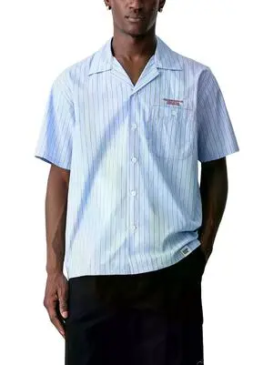 NEIGHBORHOOD Vertical-stripe Logo-embroidered Shirt - Blue