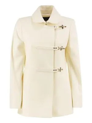 FAY Wool-blend Short Coat With 3 Ganci - White