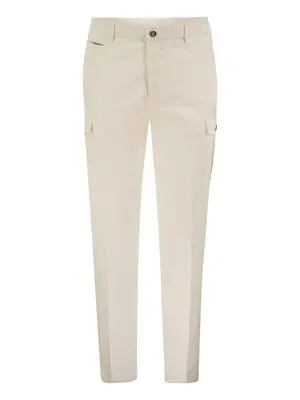 Peserico Stretch Cotton Cargo Trousers - White