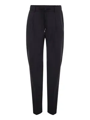 Peserico Tailored Stretch Wool-blend Jogger Trousers - Blue