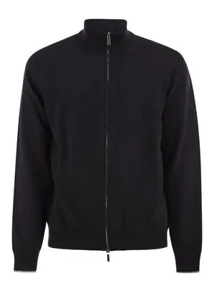 Peserico Peserico Men Virgin Wool And Cashmere Zip Cardigan Blue