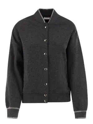 Brunello Cucinelli Technical Jersey Bomber With Luminous Knit Trims - Multicolor