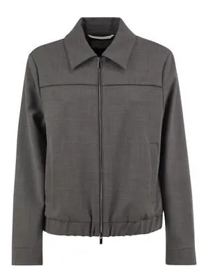 Peserico Stretch Wool Blend Bomber Jacket - Gray