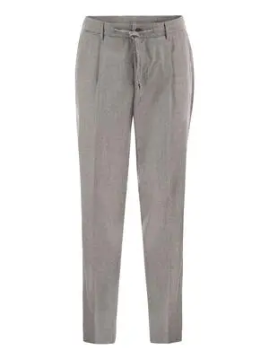 Peserico Virgin Wool Tailored Jogger Trousers - Gray
