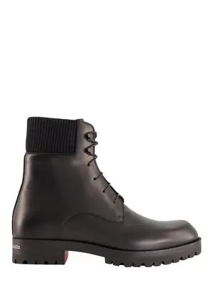 CHRISTIAN LOUBOUTIN Trapman Tct 2 Calfskin Leather Combat Boots With A Lug Sole - Black