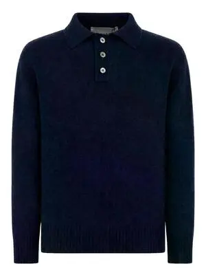 AMARANTO Button-placket Polo Sweater - Blue