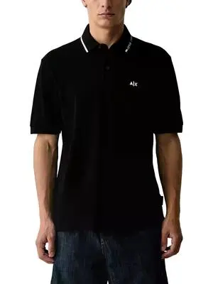 Armani Exchange Logo-embroidered Tipped Polo Shirt - Black