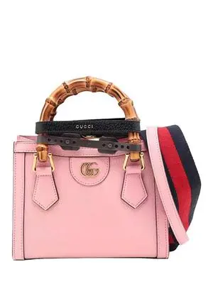 Gucci 2000-2015 Small Calfskin Bamboo Diana Satchel Pink