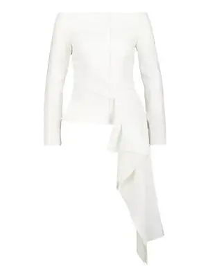 Roland Mouret Draped Off-the-shoulder Jacket White