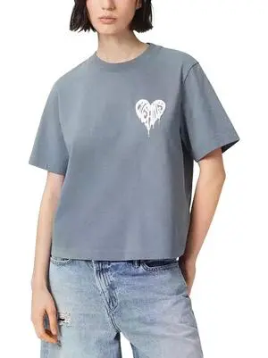 ALLSAINTS Lisa Trip Heart-print T-shirt - Blue