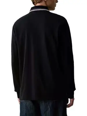 Armani Exchange Logo-patch Long-sleeve Polo Shirt - Blue