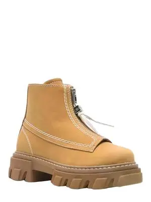 GANNI Cleated Zip Ankle Boots Neutrals