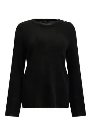 Saint James Button-shoulder Elbow-patch Sweater Black