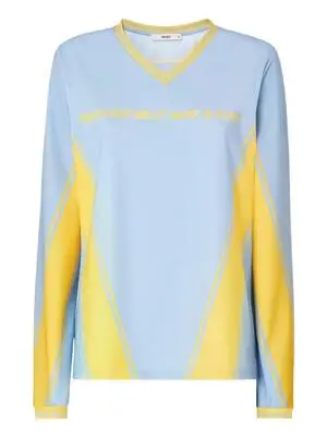 Fendi Sagg Napoli Graphic-print V-neck T-shirt - Blue