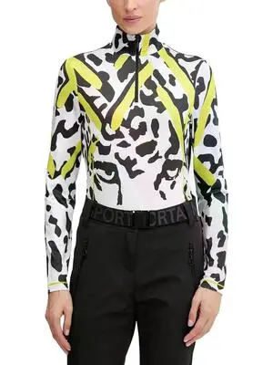 SPORTALM Animal-print Zip-up Top - White
