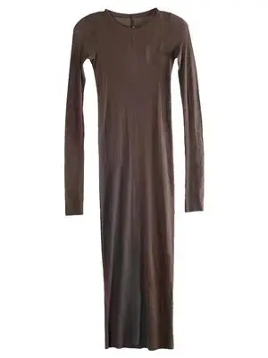 Rick Owens Fine-ribbed Long-sleeve Midi Dress - Brown