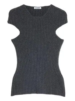 JIL SANDER Wool-knit Top Grey