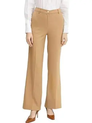 MORGAN Pressed-crease Flared Trousers - Brown