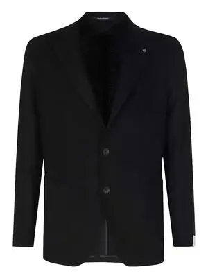 Tagliatore Logo-pin Single-breasted Wool Blazer - Blue