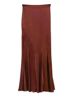 Max Mara Satin-finish Panelled Maxi Skirt - Red
