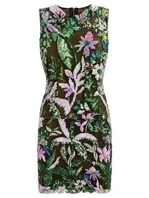 BRONX AND BRONCO Floral-embroidered Mini Dress - Green