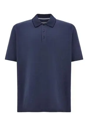 Canali Navy Two-tone Cotton Piqué Polo Shirt - Blue