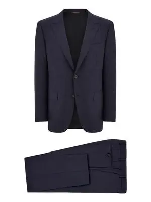 Canali Impeccabile 150's Wool Micro-check Regular-fit Suit - Blue