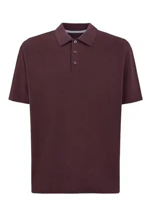 Canali Dark Burgundy Two-tone Cotton Piqué Polo Shirt - Red