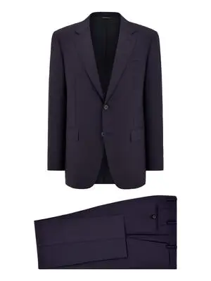 Canali Navy 160's Wool Herringbone Single-breasted Regular-fit Suit - Blue
