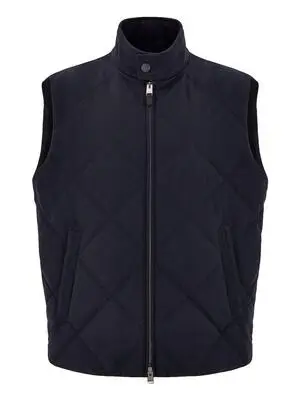 Canali Technical Fabric Quilted Vest - Blue