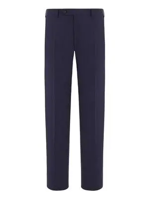 Canali Travel Wool Canvas Regular-fit Pants - Blue