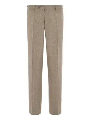 Canali Walnut Wool Flannel Regular-fit Pants - Brown