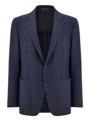 Canali Prince Of Wales Wool Modern-fit Kei Jacket - Blue