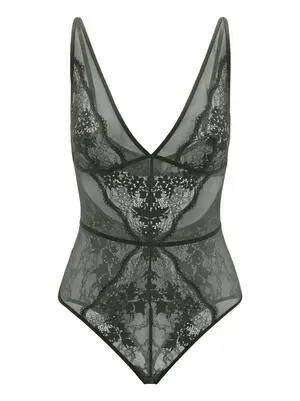 THIRDLOVE All Day Lace Unlined Bodysuit - Forest Green