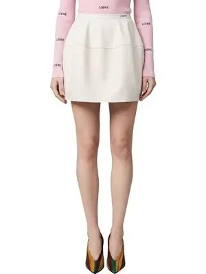 Loewe A-line High-waisted Cotton And Silk Mini Skirt With Side Zip - Cream