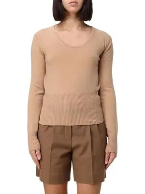 Max Mara Slim Fit Wool And Cashmere Crewneck Jumper With Ribbed Trims - Brown