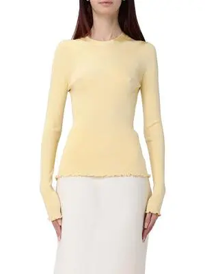 Alaïa Alaia Slim Fit Ribbed Silk Crewneck Jumper With Long Sleeves - Yellow