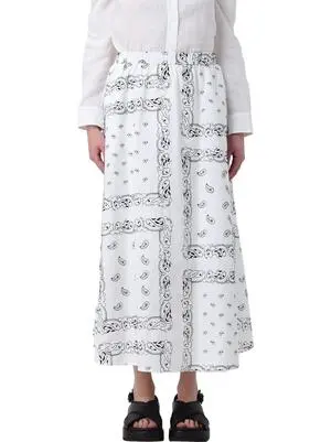 Max Mara Caravan Midi Cotton Skirt With Bandana Print - White