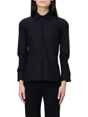 Max Mara Slim Fit Stretch Cotton Shirt With Concealed Placket - Black
