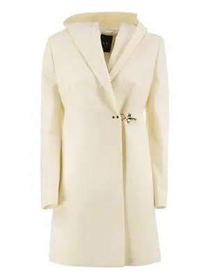 FAY Hooded Coat With Hook Fastening - Cream