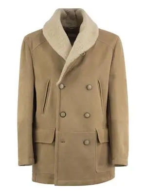 Brunello Cucinelli Double-breasted Shearling Coat - Cream