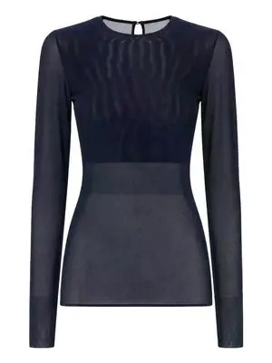 CO.GO Sheer Long-sleeve T-shirt Blue
