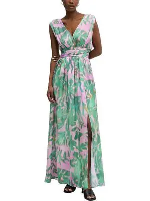 MORGAN Floral-print Sleeveless Maxi Dress - Pink