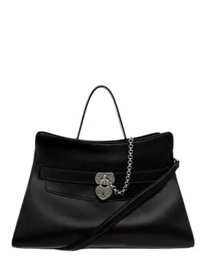 Alexander McQueen Locke Leather Shoulder Bag Black