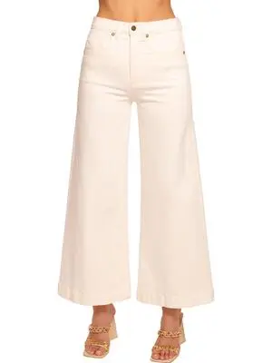 RAMY BROOK Tyra 5-Pocket Cropped Wide Leg Jean White