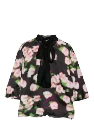 PATRICK MCDOWELL Floral-print Pussy-bow Blouse - Black