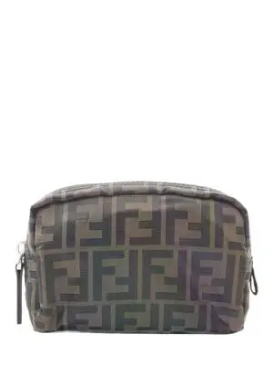 Fendi 2020s Zucca Leather-trim Pouch - Brown