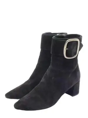 SAINT LAURENT 2000s Buckled Suede Ankle Boots