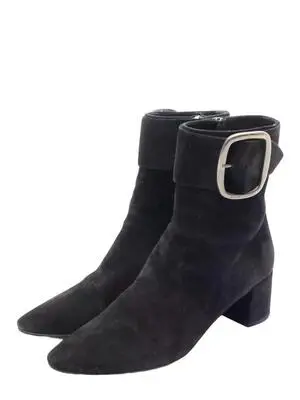 SAINT LAURENT 2000s Buckled Suede Ankle Boots
