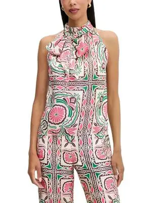 MORGAN Floral-print Pussy-bow Blouse - Neutrals